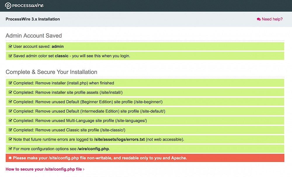 The (not so famous) processwire 5 minute install