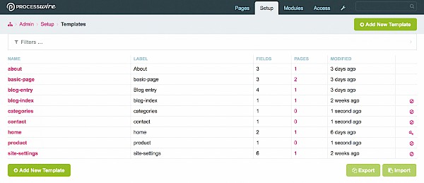 Processwire templates and how to create them