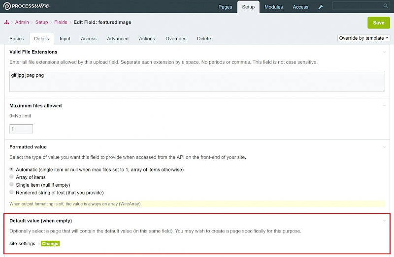 Setting a default image